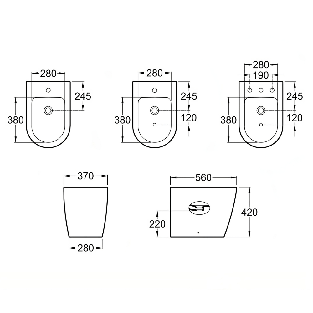 Juego Inodoro Corto Bidet 1 Orificio Inspira Roca Blanco - Merlino