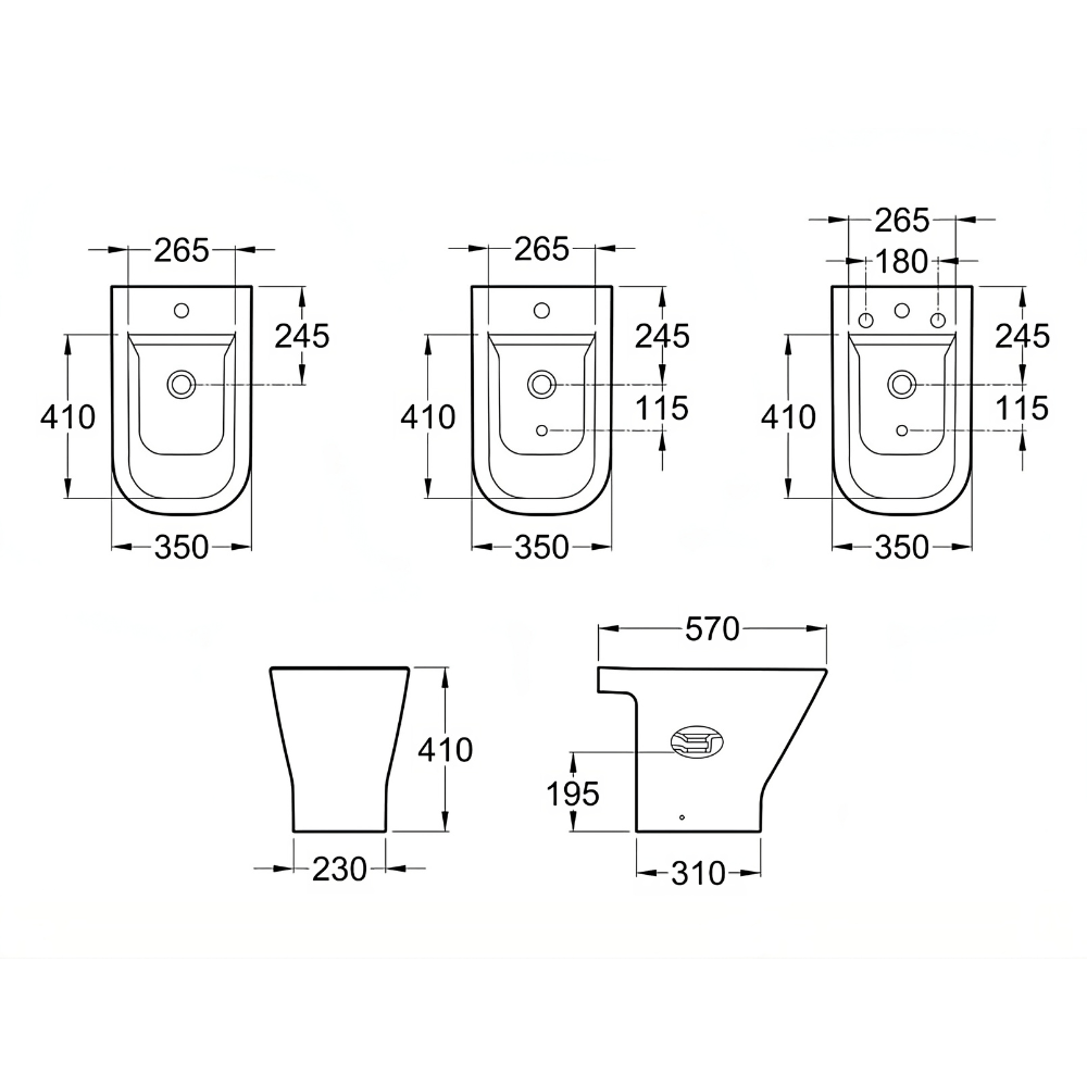 Juego Inodoro Largo Deposito Bidet 1 Orificio The Gap Roca