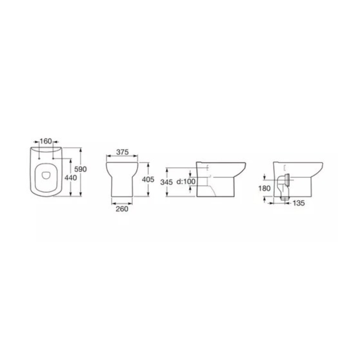 Inodoro corto Dama Senso Roca blanco loza sanitario - Merlino